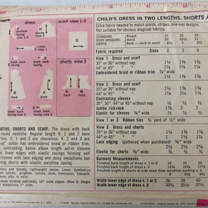 Girls DRESS Shorts Scarf Kerchief Child RARE Simplicity 8169 Vtg 1969 ...