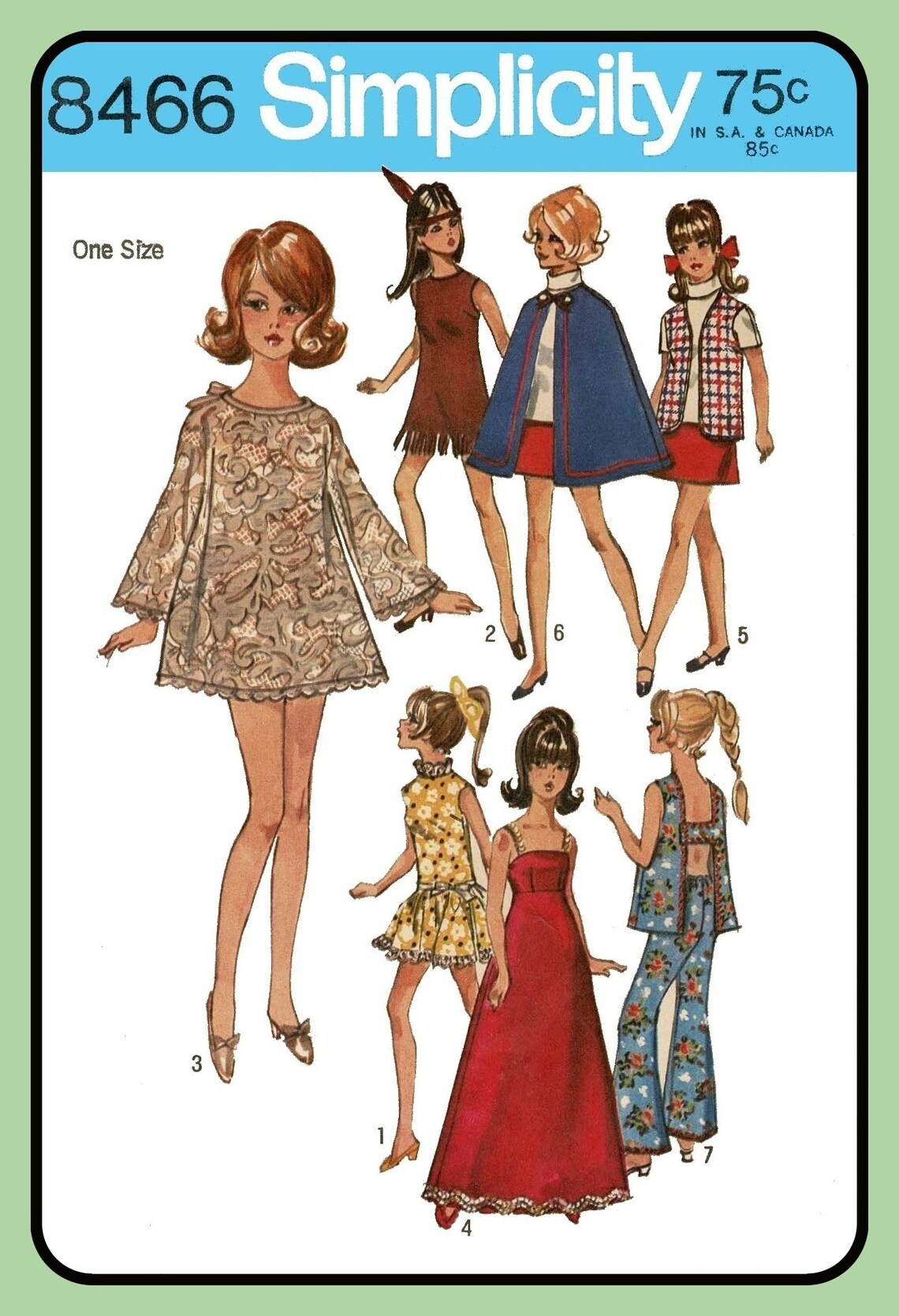 11-1/2" Teen Doll Clothing Pattern for Barbie® Wardrobe Simplicity 8466 Vtg 1969 Sewing Craft - Etsy