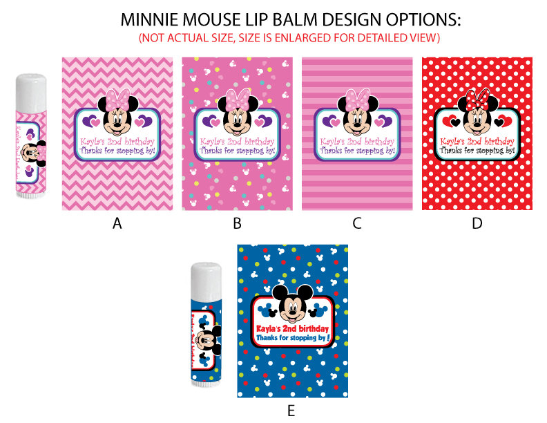 Minnie Mouse/mickey Mouse Lip Balm Label - Etsy