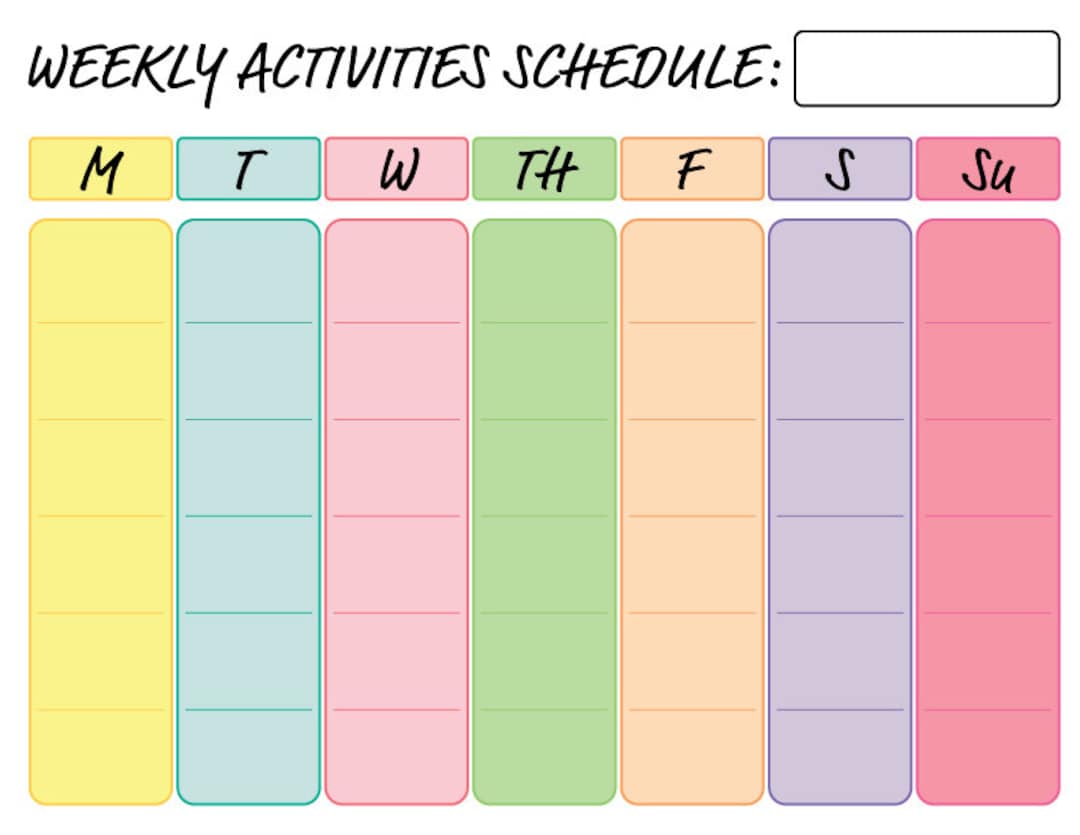 Weekly Activities Schedule - Etsy