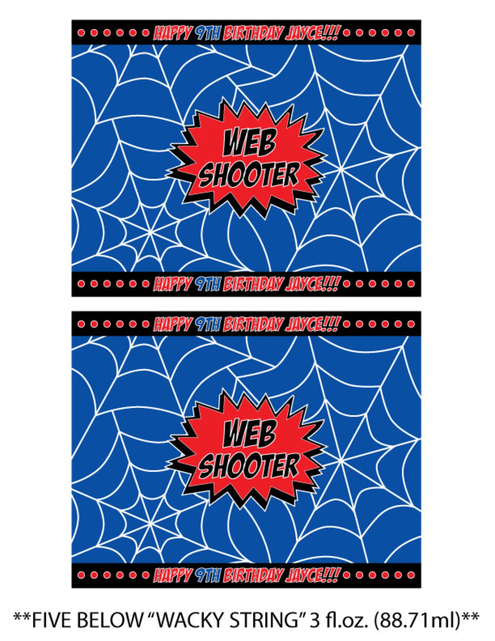 Spider Web Shooter Label - Etsy