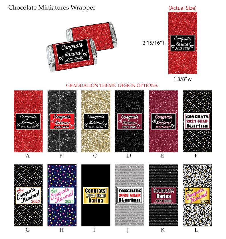Chocolate Miniatures Candy Bar Wrapper: Graduation Theme - Etsy