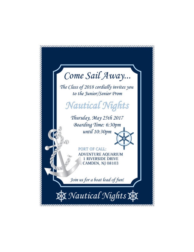 Prom Invitation (nautical Theme) - Etsy