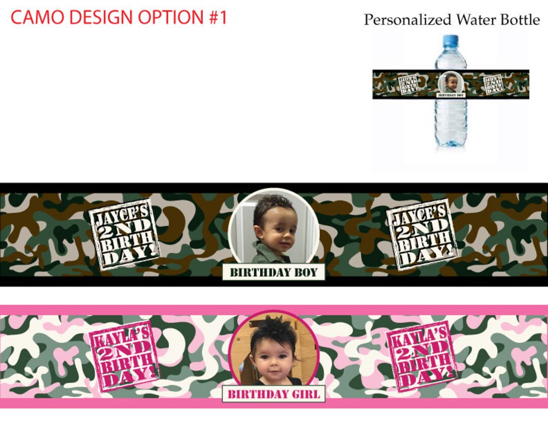 Camo Theme Water Bottle Labels - Etsy