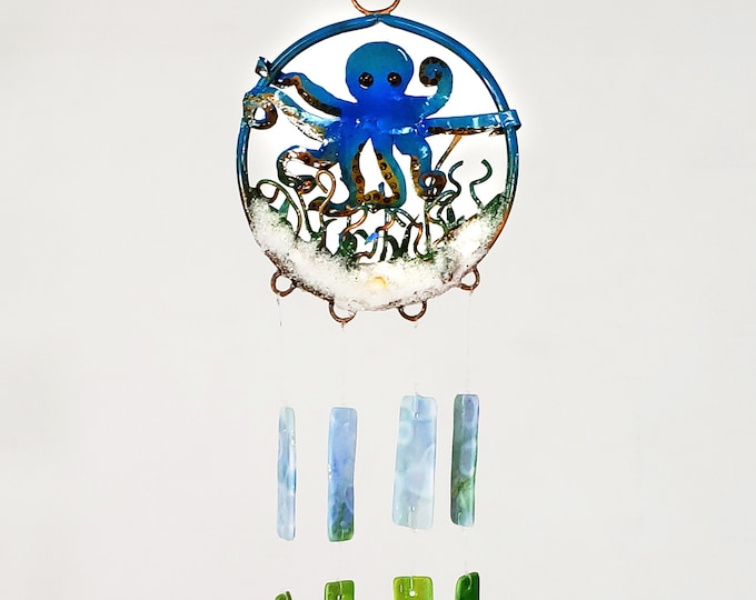 Octopus Wind Chime, Suncatcher, Outdoor Decor, Yard Art, Garden Art ...