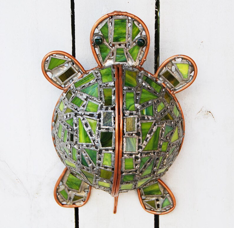 Turtle Garden Art Sculpture Metal Yard Art Copper Stained | Etsy