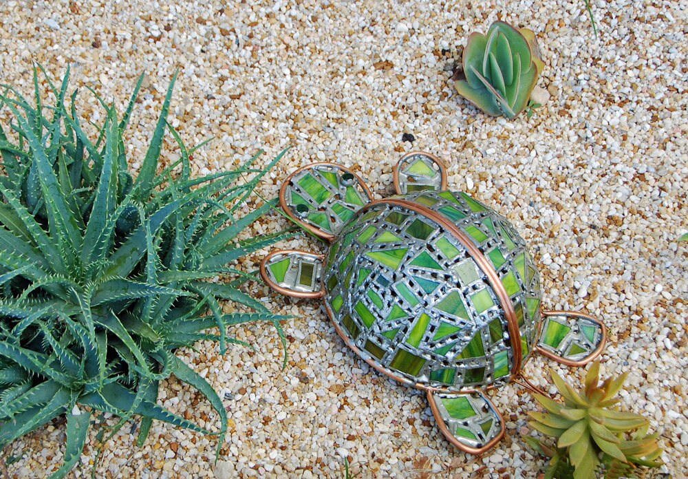 Turtle Garden Art Sculpture Metal Yard Art Copper Stained | Etsy