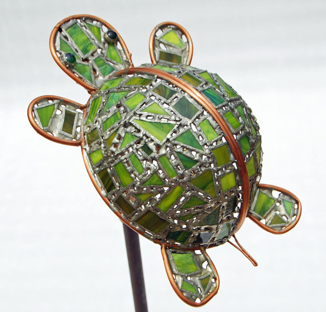 Turtle Garden Art Sculpture Metal Yard Art Copper Stained | Etsy