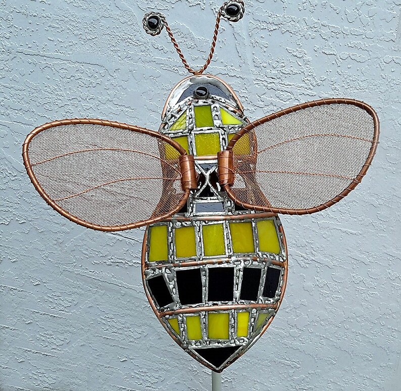 Bumble Bee Garden Art Sculpture Metal Yard Art Yellow - Etsy