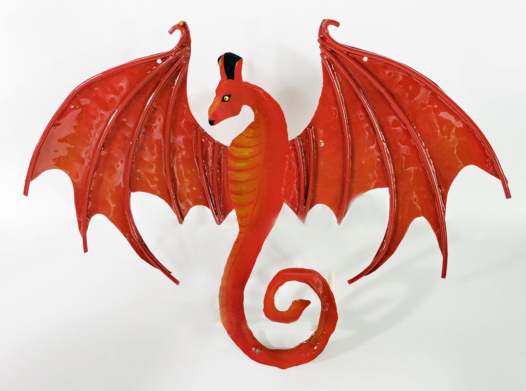 Red Dragon Wind Chime: Stained Glass Copper Garden Art - Etsy