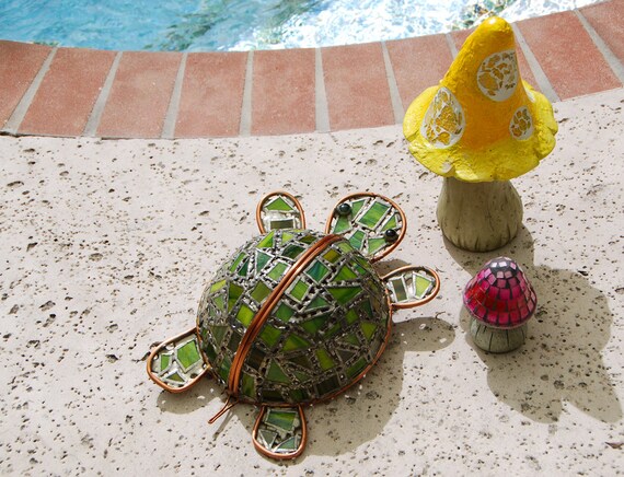 Turtle Garden Art Sculpture Metal Yard Art Copper Stained - Etsy