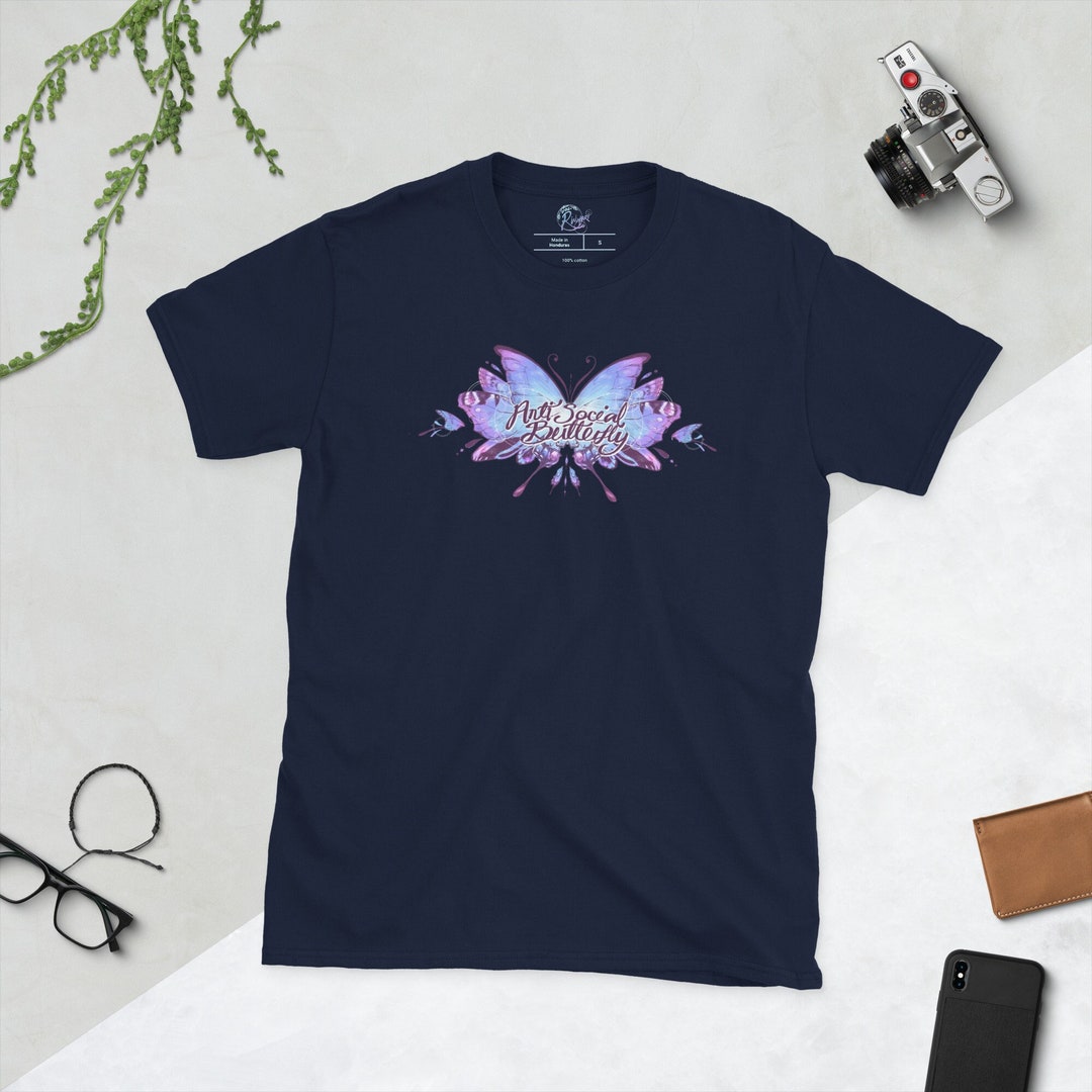 Kawaii Anti Social Butterfly T-shirt Quote Funny Slogan Tee | Pastel ...