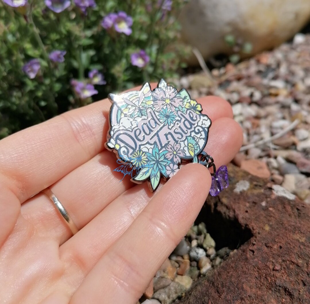 Cute Dead Inside Quote Pastel Flower Hard Enamel Pin - Etsy