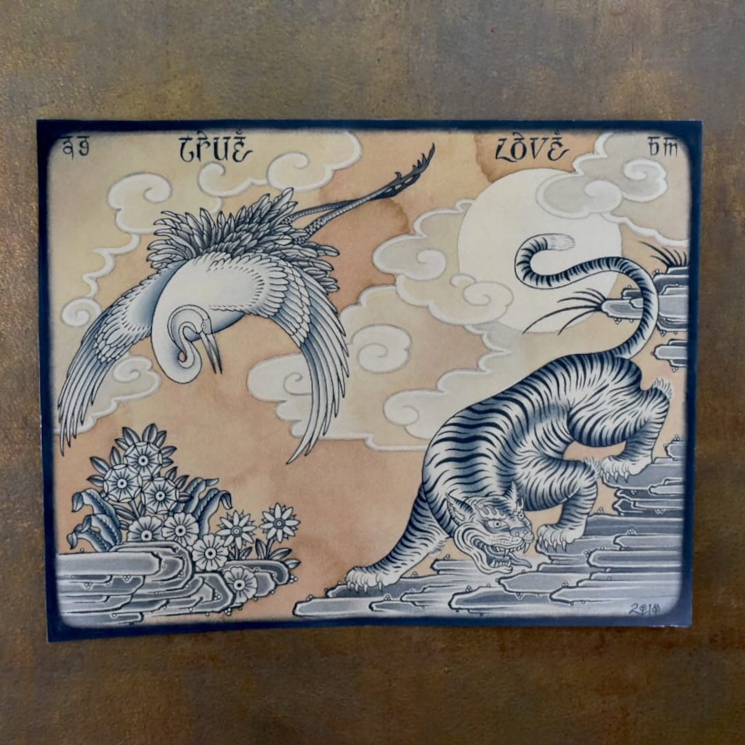 Tibetan Tiger and Crane Print - Etsy
