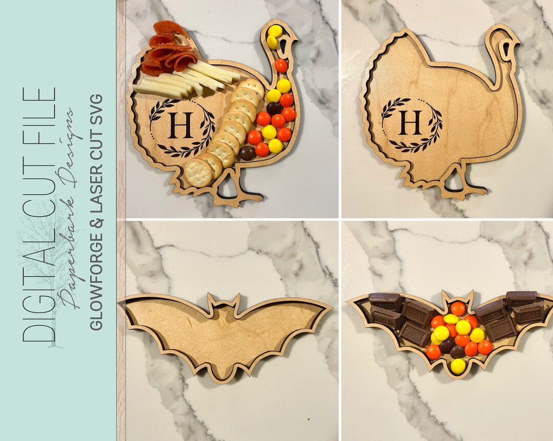 Turkey Bat Grazing Board Charcuterie SVG / Glowforge Digital File ...