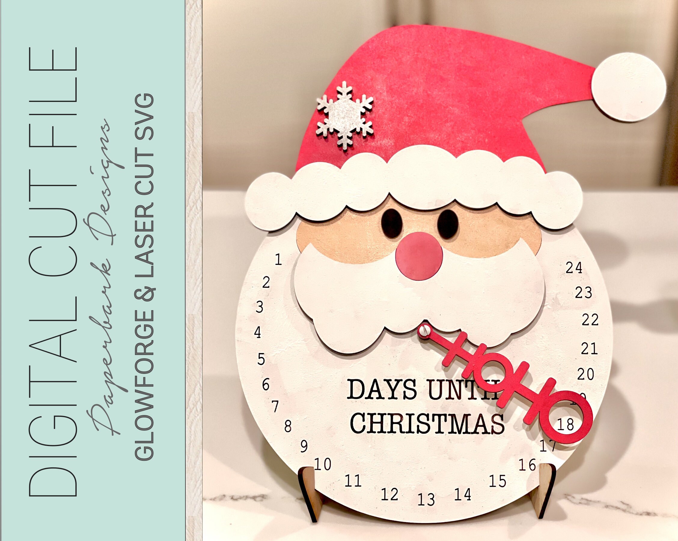 Santa Christmas Countdown Hohoho SVG / Glowforge Digital File / Laser ...