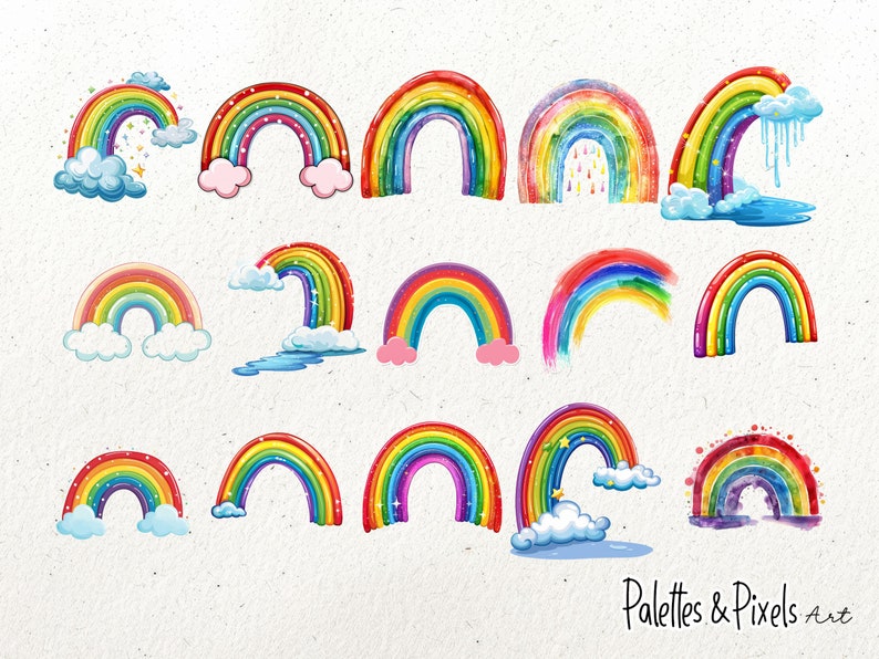 Rainbows Clipart Bundle, Digital Download Commerical Use Art, PNG Clip ...