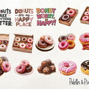 Donuts Doughnuts Sweet Treat Clipart Pack, Commerical Png's Illustrated ...