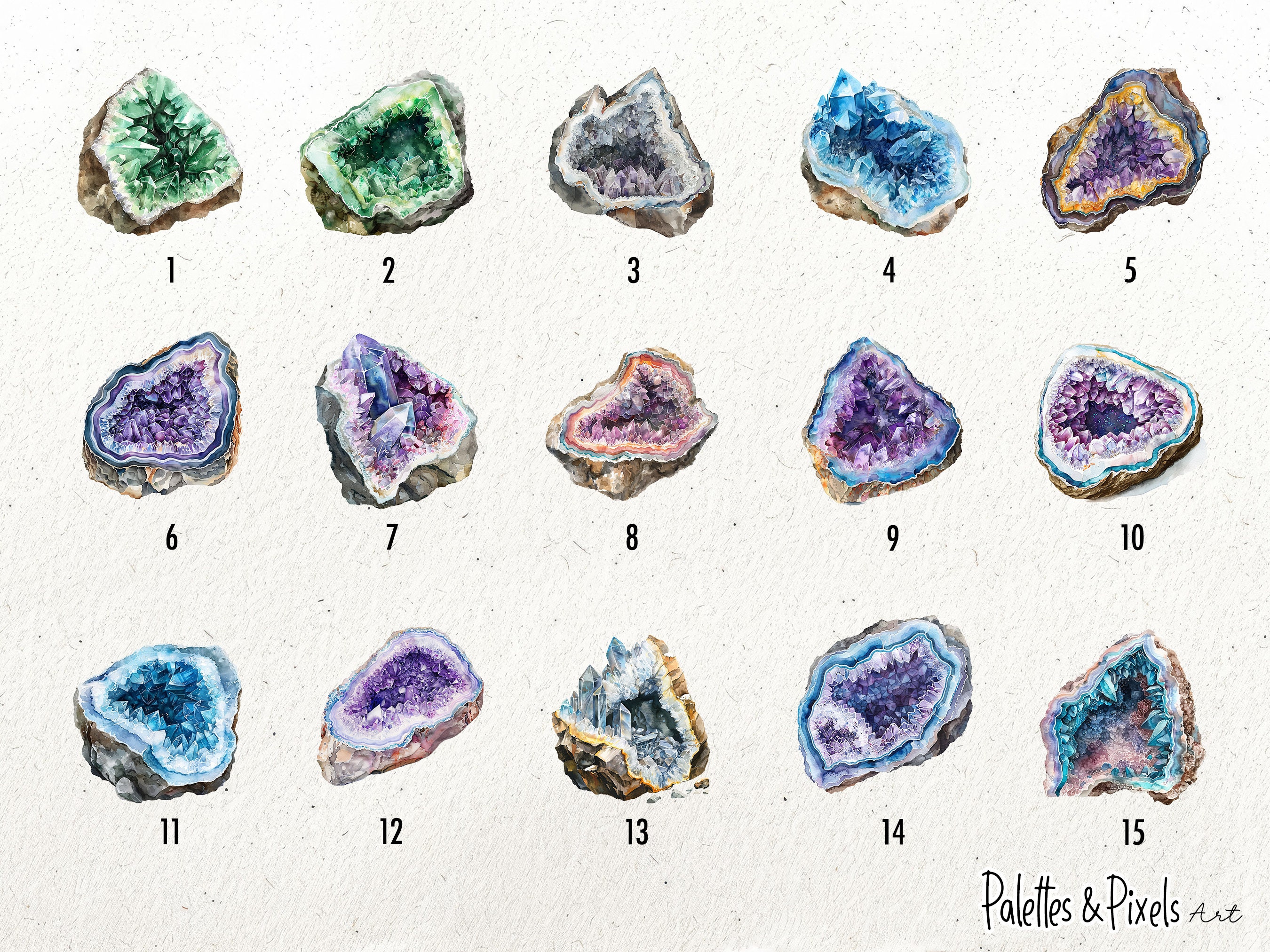 Geode Clipart Bundle, Digital Download Commerical Use Art, Gems and ...