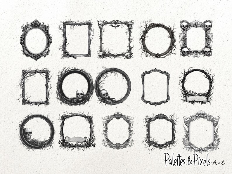 Spooky Halloween Frame Clipart Pack, Digital Download Commerical Use ...