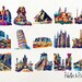 Famous Landmarks Popart Style Clipart Bundle, Commerical Use Artwork ...