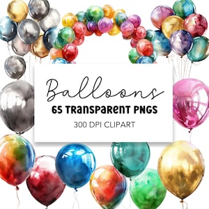 Balloons Clipart Bundle, Digital Download Commerical Use Art, PNG Clip ...