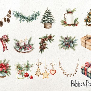 90 Farmhouse Christmas Clipart Pack, Commerical Use, Festive Holiday ...