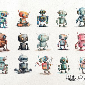 Robot Clipart Bundle, Digital Download Commerical Use Art, PNG Clip Art ...
