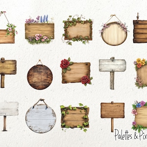 Rustic Farmhouse Blank Wooden Sign Clipart Bundle, Digital Download ...