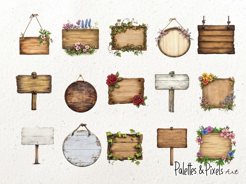 Rustic Farmhouse Blank Wooden Sign Clipart Bundle, Digital Download ...