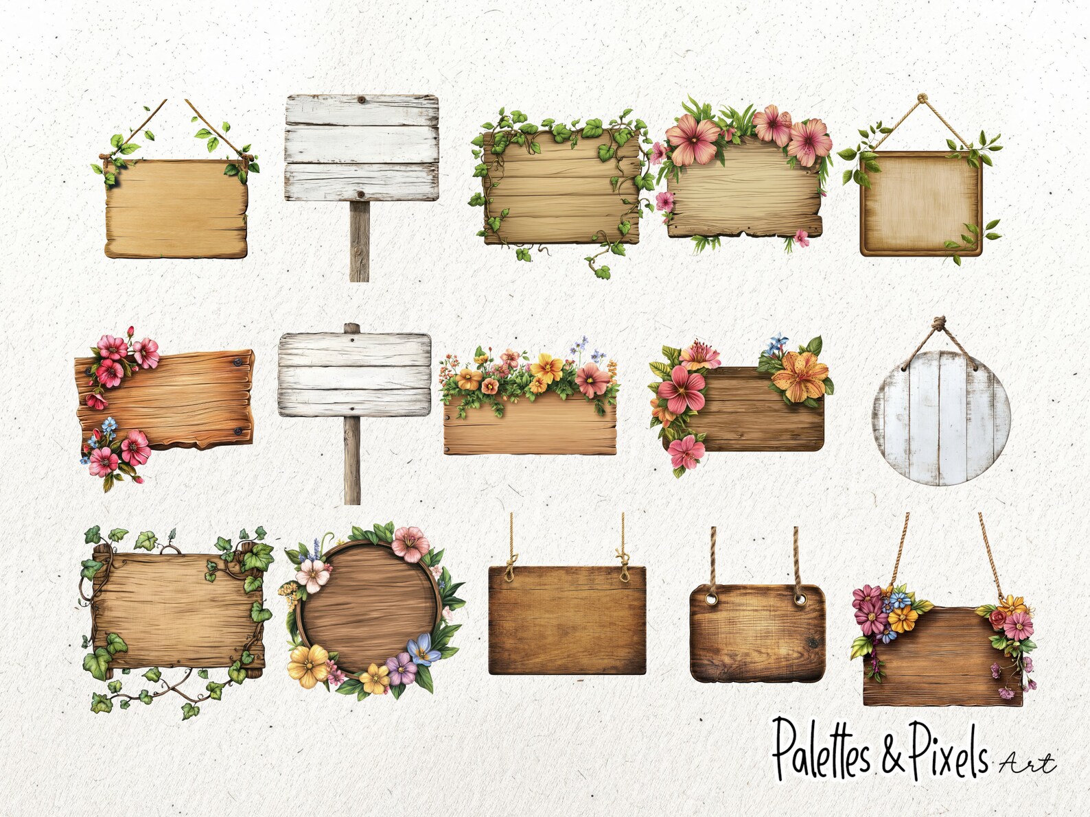 Rustic Farmhouse Blank Wooden Sign Clipart Bundle, Digital Download ...