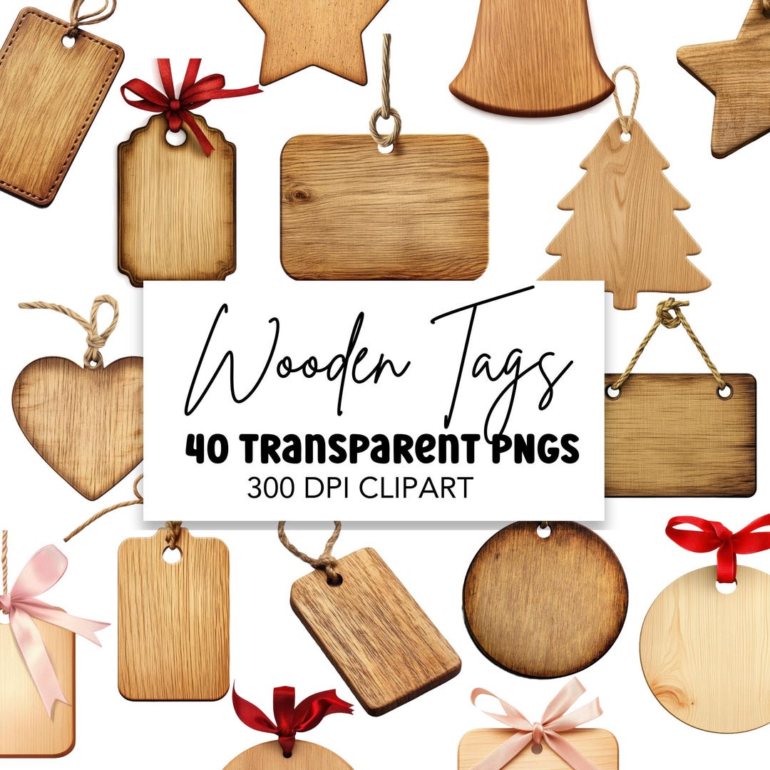 Wooden Tag Clipart Bundle, Digital Download Commerical Use Art, PNG ...