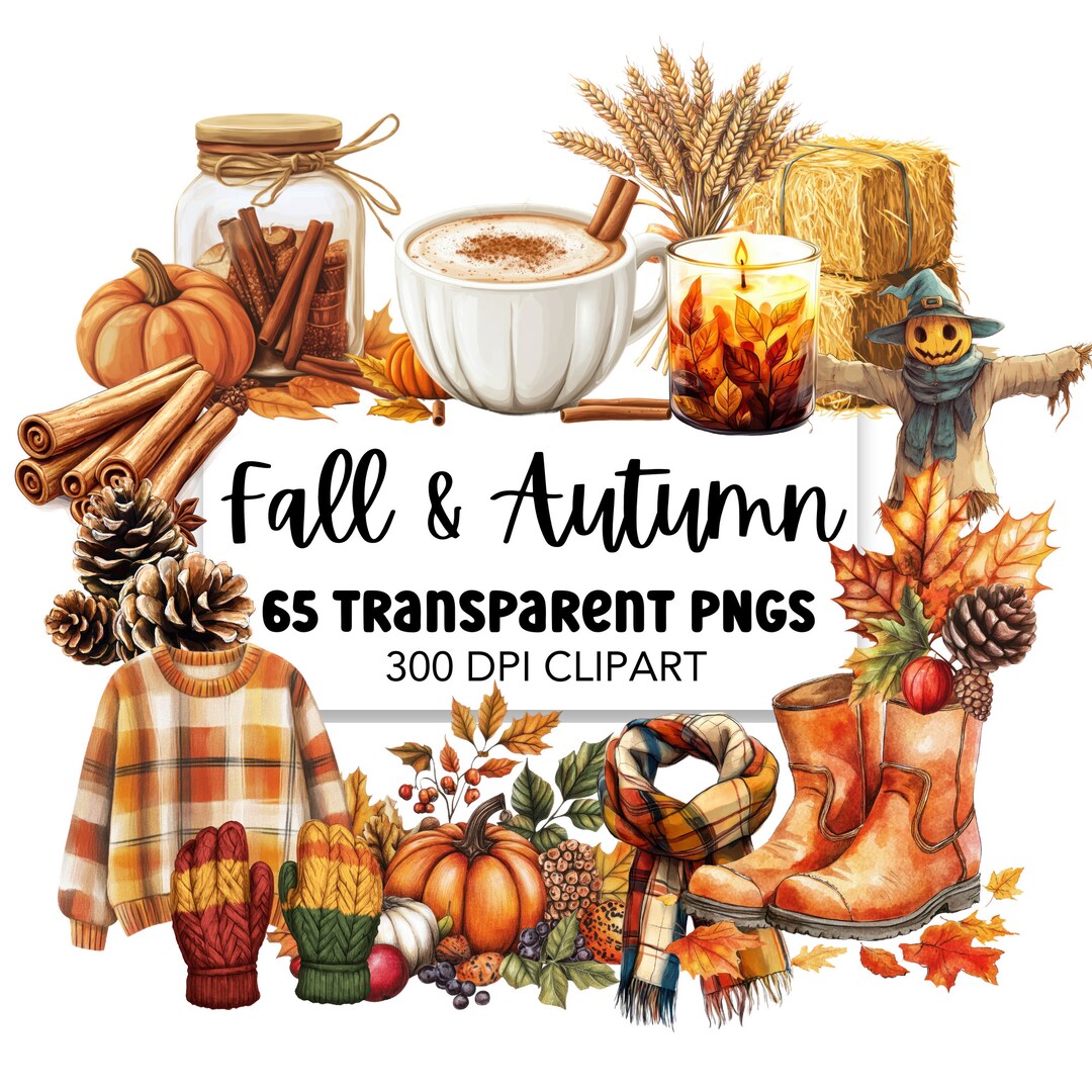 Fall and Autumn Digital Clipart Bundle, Commerical Art, PNG - Etsy