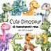 Cute Dinosaur Clipart Bundle, Digital Download Commerical Use Art, PNG ...