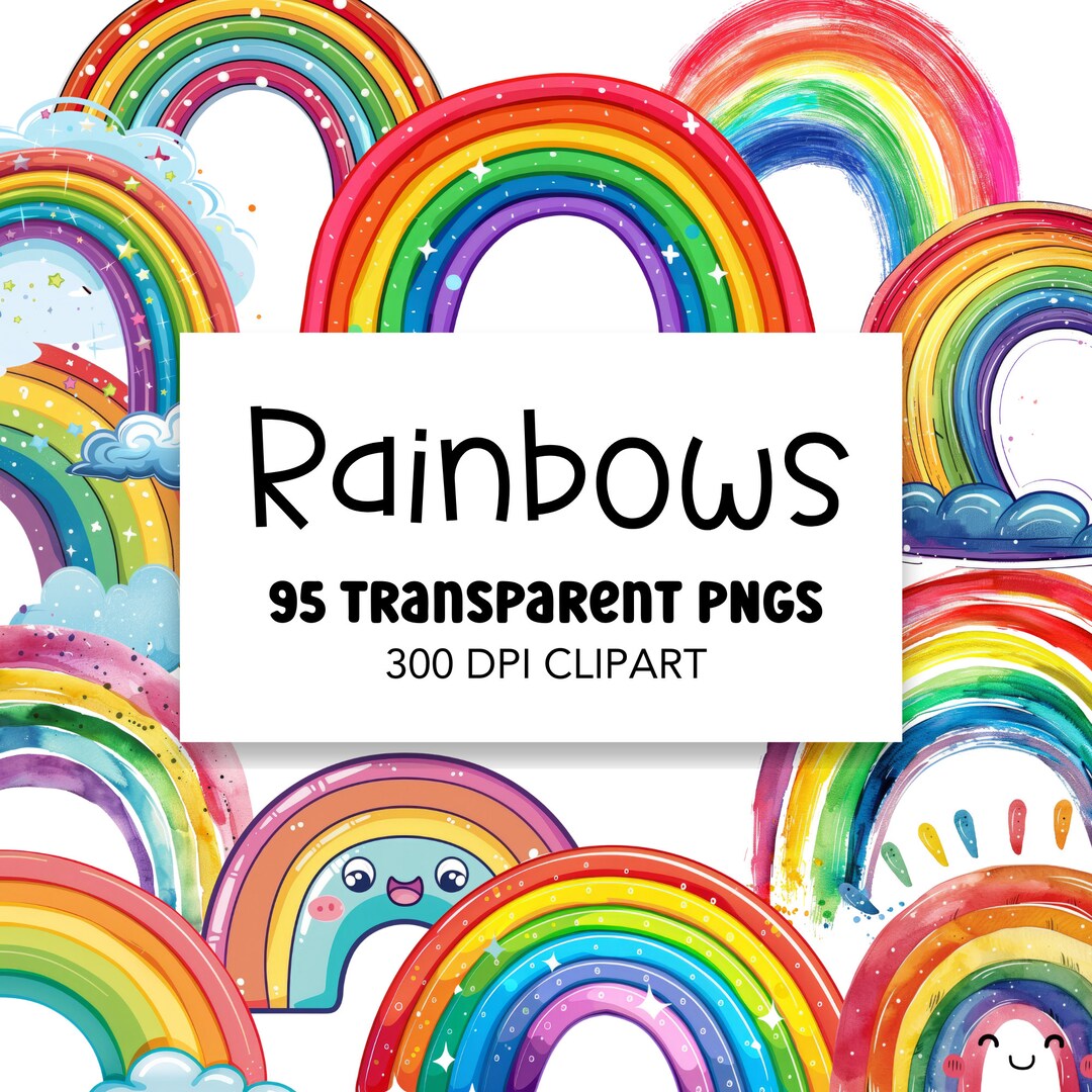 Rainbows Clipart Bundle, Digital Download Commerical Use Art, PNG Clip ...