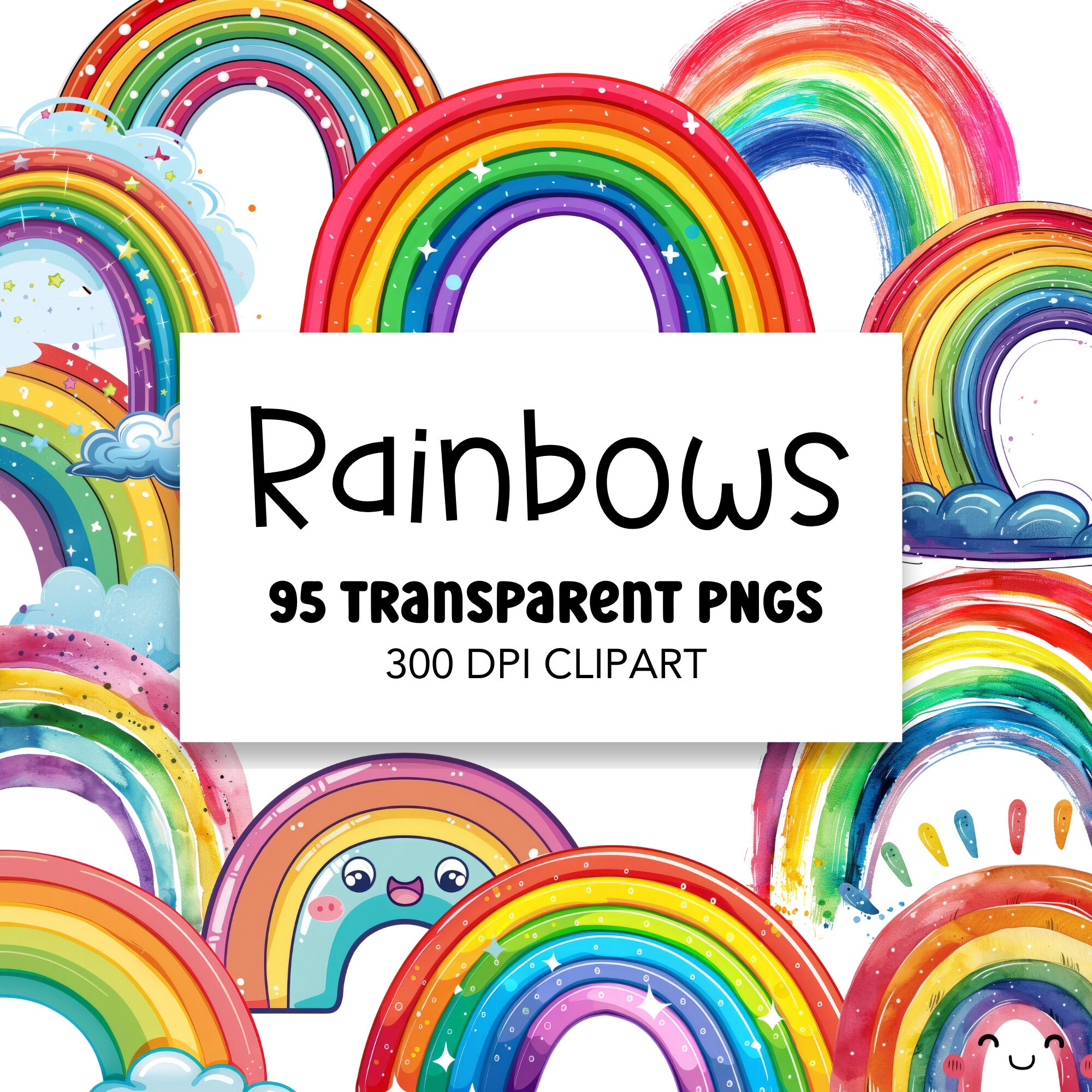 Rainbows Clipart Bundle, Digital Download Commerical Use Art, PNG Clip ...
