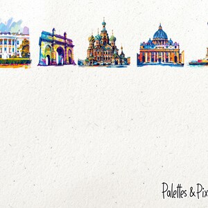 Famous Landmarks Popart Style Clipart Bundle, Commerical Use Artwork ...