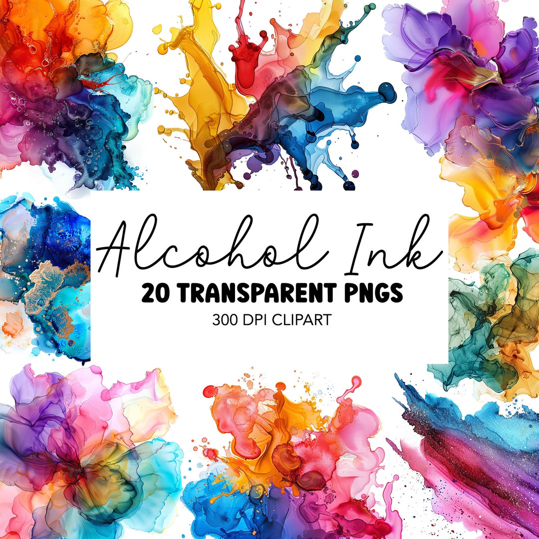 Alcohol Ink Splash Clipart, Paint Splatter Ink Graphics PNG Commerical ...