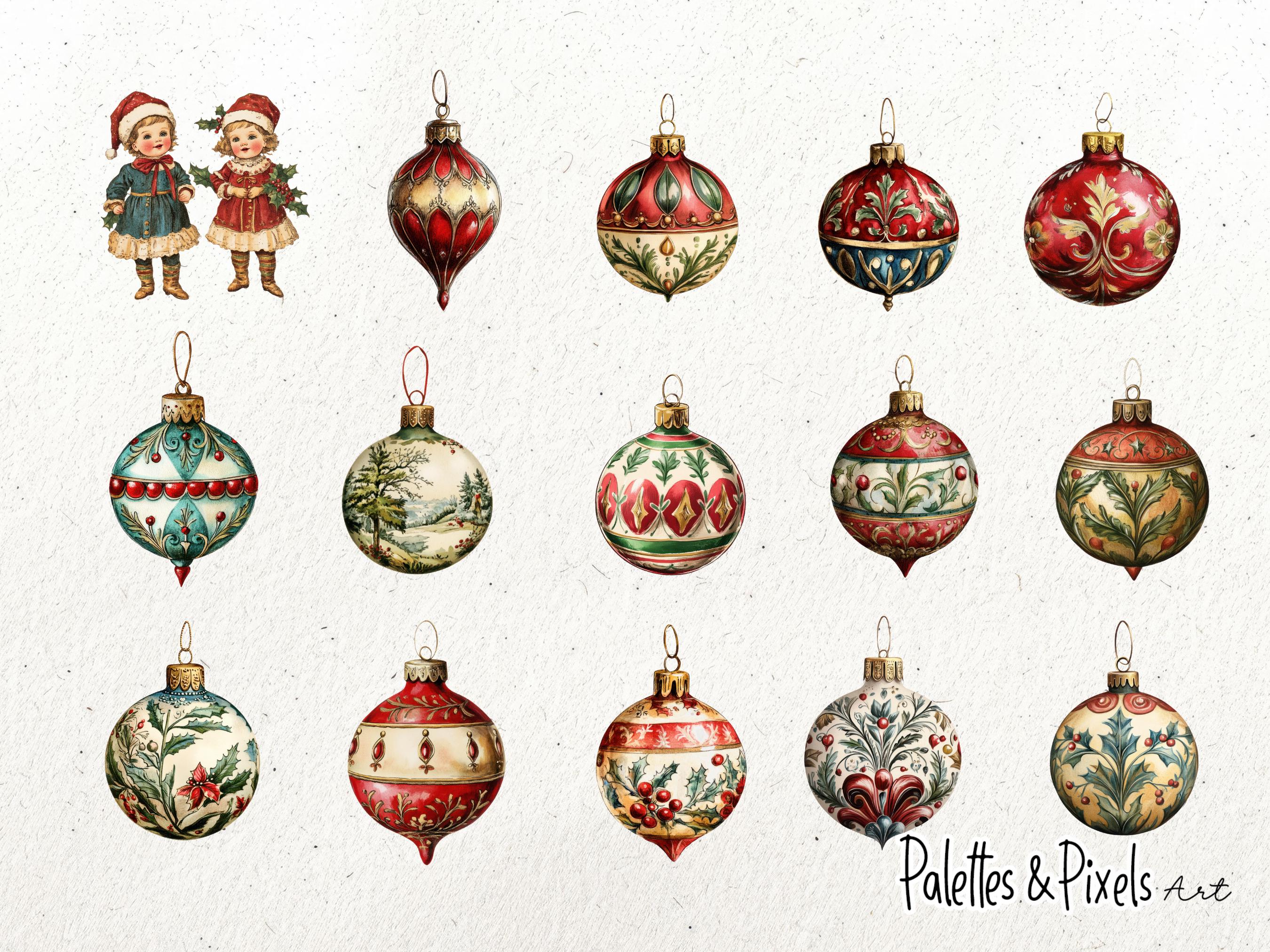 Vintage Christmas Clipart Pack, Commerical Use PNG Retro Classic ...