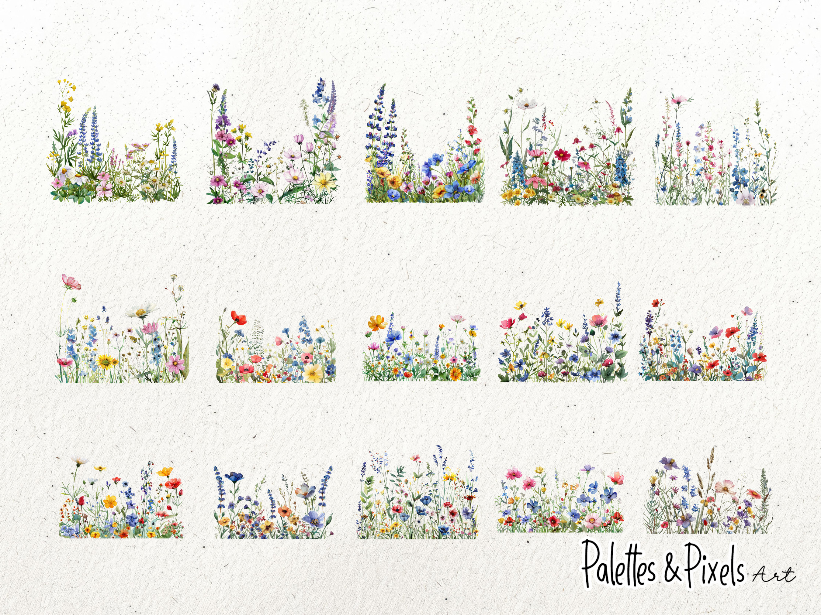Wildflower Frames and Borders Clipart Bundle, Digital Download ...