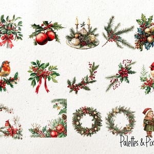 Vintage Christmas Clipart Pack, Commerical Use PNG Retro Classic ...