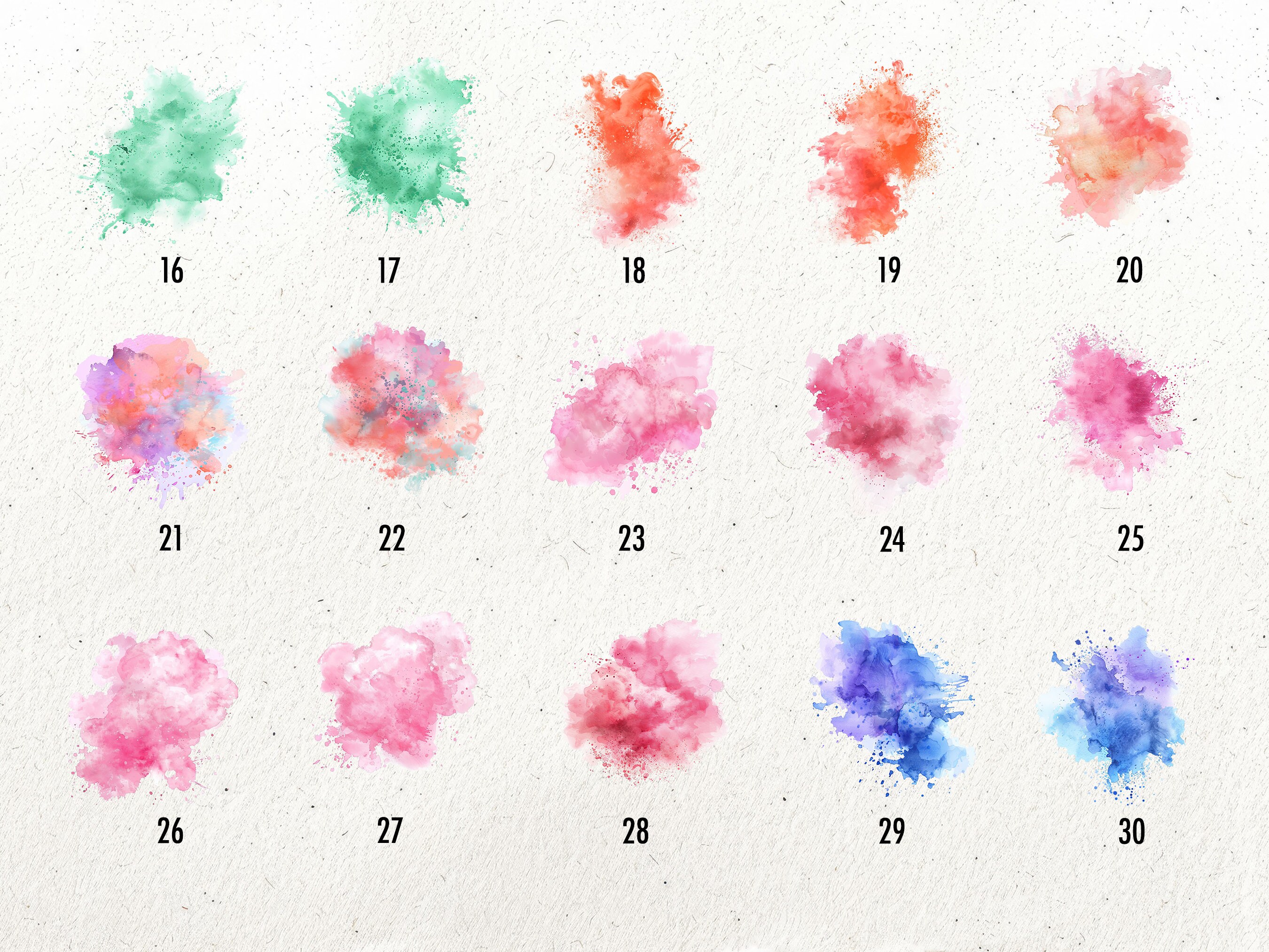Pastel Splash Watercolor Clipart, Paint Splatter Ink PNG Commerical Use ...