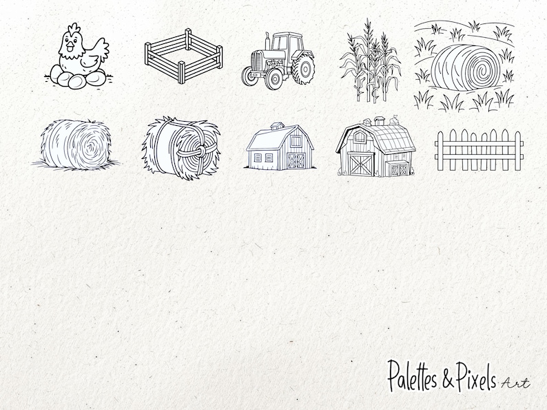 Farm Animal Clipart Pack, 150 Black and White Coloring Book Images - Etsy