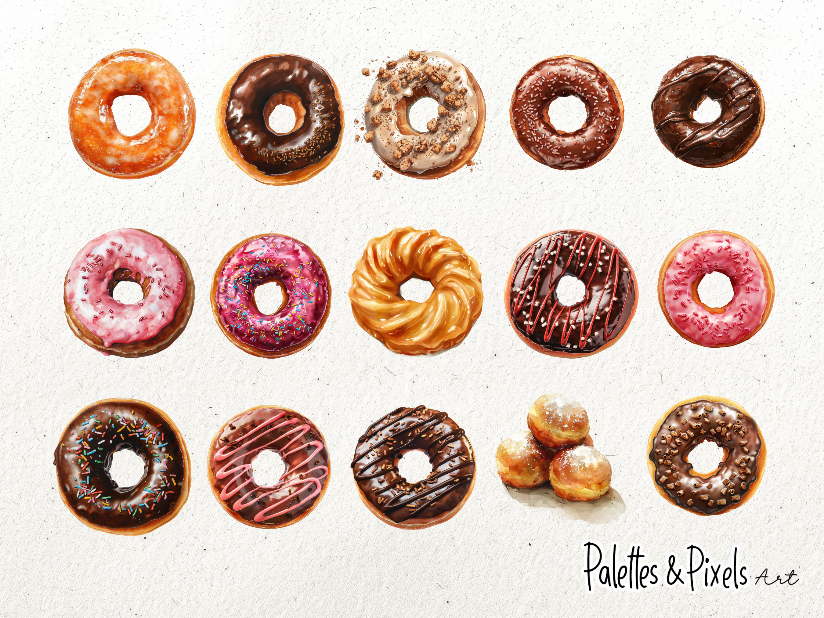 Donuts Doughnuts Sweet Treat Clipart Pack, Commerical Png's Illustrated ...