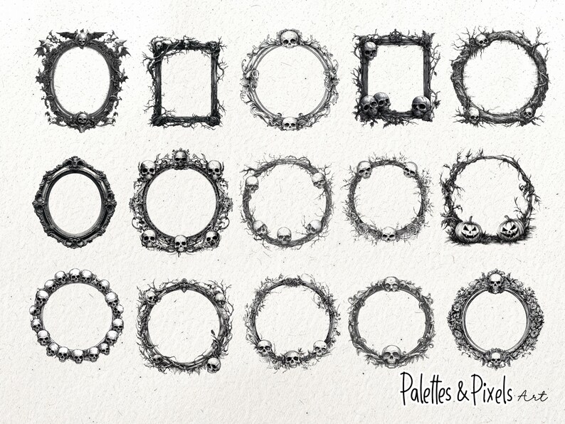 Spooky Halloween Frame Clipart Pack, Digital Download Commerical Use ...