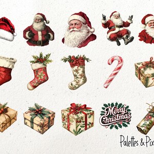 Vintage Christmas Clipart Pack, Commerical Use PNG Retro Classic ...