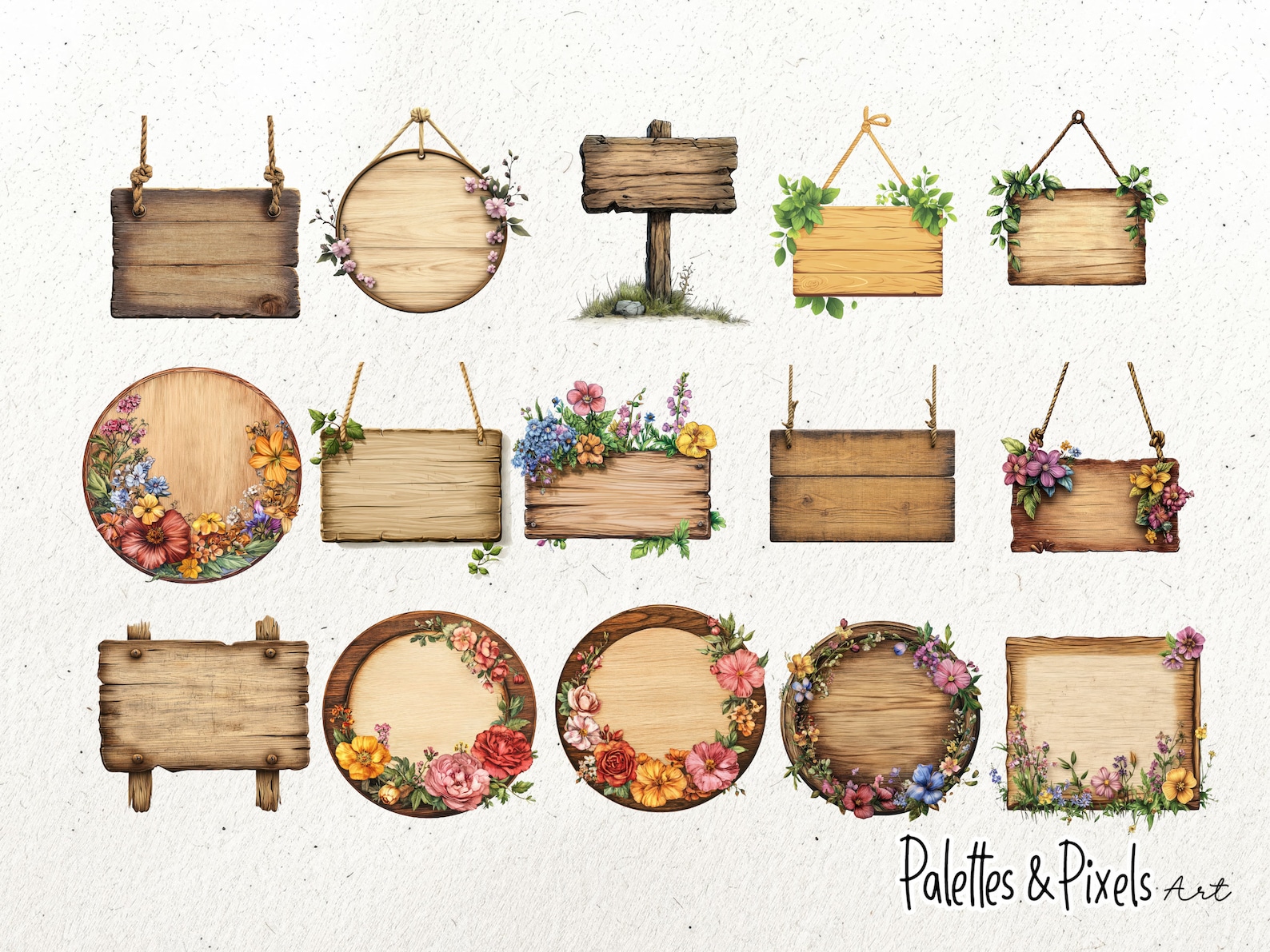 Rustic Farmhouse Blank Wooden Sign Clipart Bundle, Digital Download ...