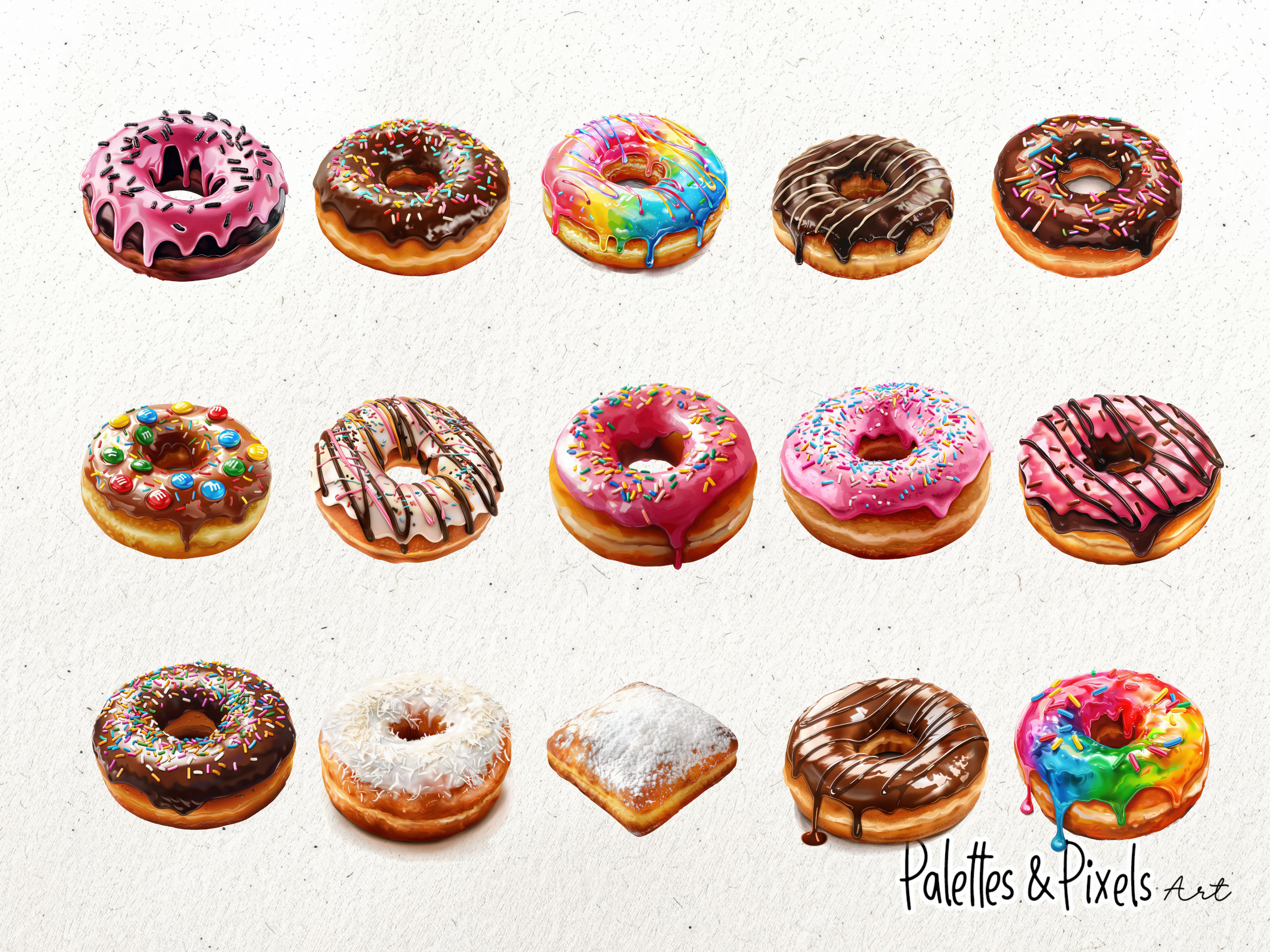 Donuts Doughnuts Sweet Treat Clipart Pack, Commerical Png's Illustrated ...