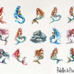 Mermaid Clipart Bundle, Digital Download Commerical Use Art, PNG Clip ...