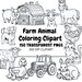 Farm Animal Clipart Pack, 150 Black and White Coloring Book Images - Etsy